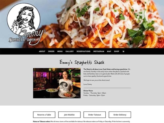 Portfolio: Emmy's Spaghetti Shack | Razorfrog Web Design