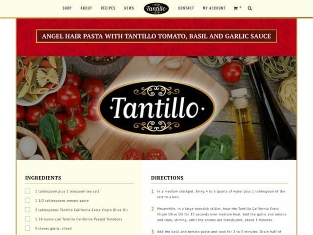 Portfolio: Tantillo Foods | Razorfrog Web Design