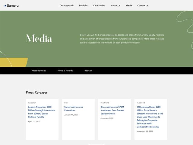 Portfolio: Sumeru Equity Partners | Razorfrog Web Design