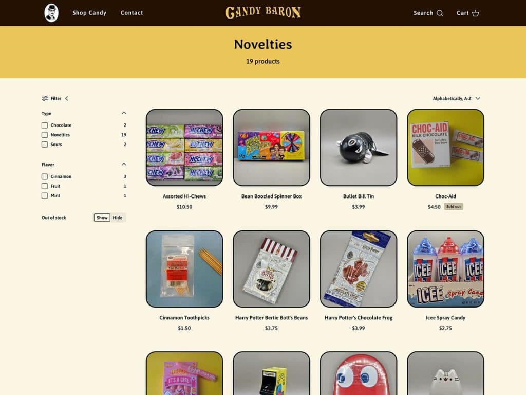 Portfolio: The Candy Baron | Razorfrog Web Design